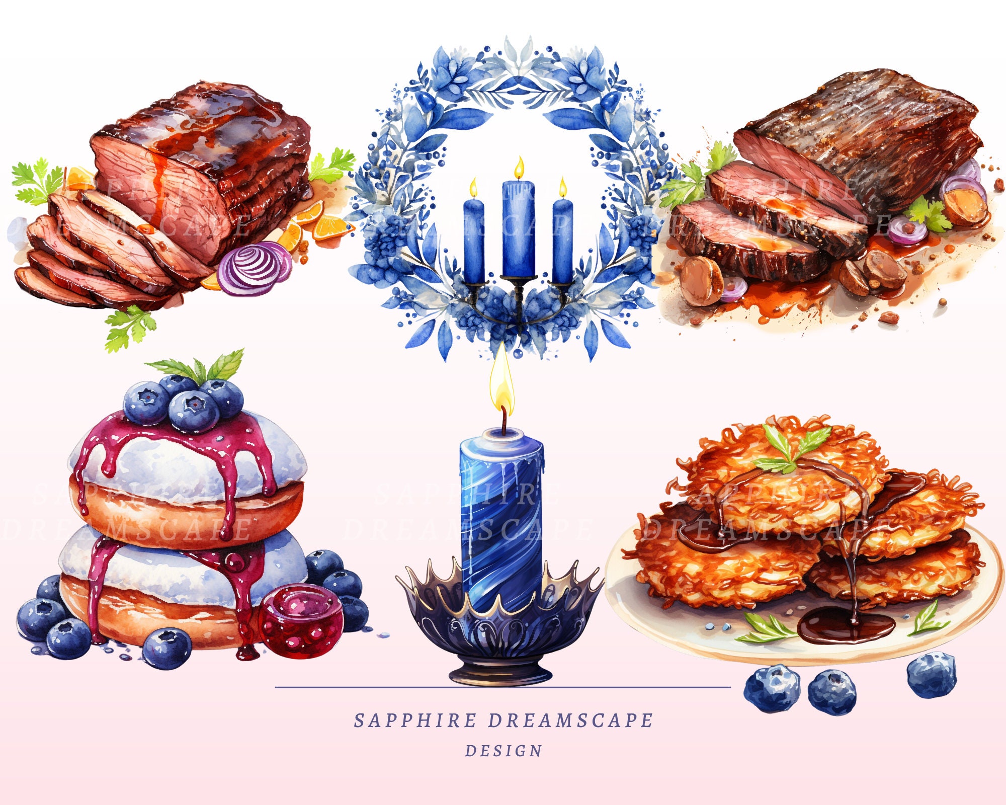 40 Watercolor Hanukkah Clipart, High Quality Transparent Pngs, Instant ...