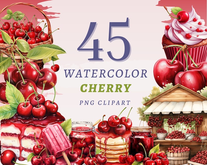 Cherry Watercolor Clipart Cherry Flower Fruit Png Pink Blossom Cherry ...