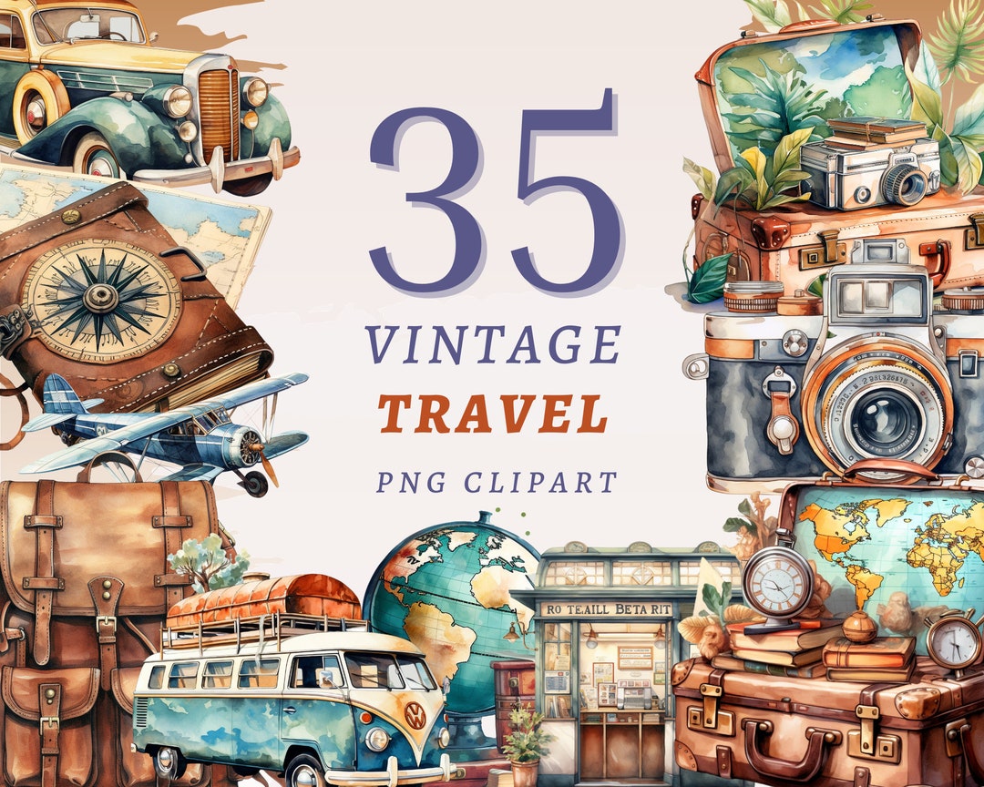 35 Vintage Travel Clipart, High Quality Transparent Pngs, Instant ...