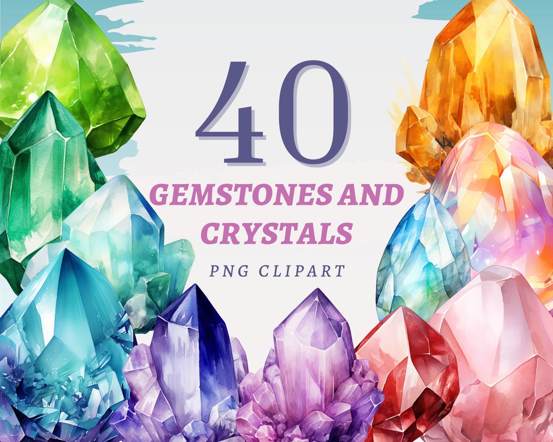 40 clipart de pedras preciosas e cristais, PNGs transparentes de alta ...