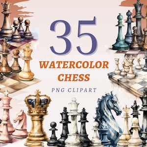 35 Watercolor Chess Clipart, High Quality Transparent Pngs, Instant ...