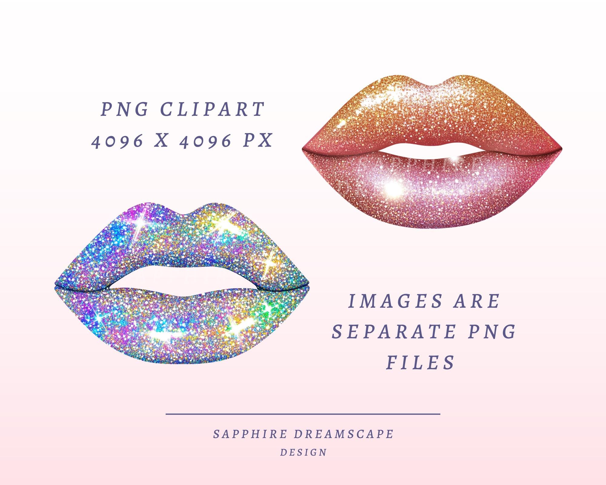 35 Glitter Lips Clipart Set, Sparkly Lipstick Kiss Illustrations ...