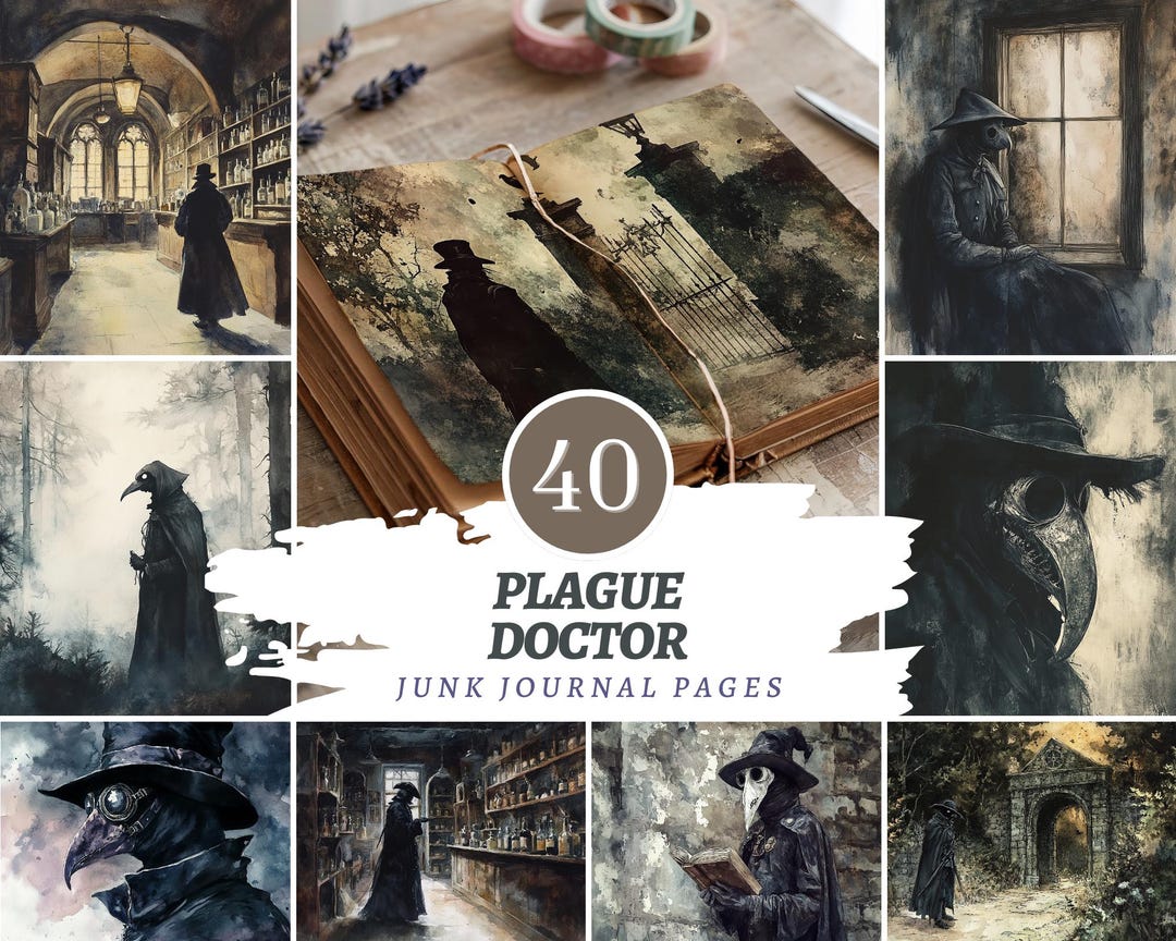 Plague Doctor Junk Journal Pages, Digital Scrapbook Gothic Paper, US ...
