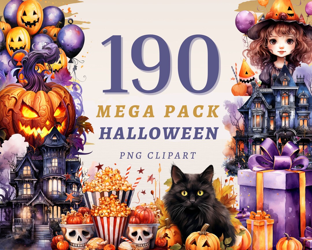 190 Halloween Clipart Megapack, High Quality Transparent Pngs, Instant ...