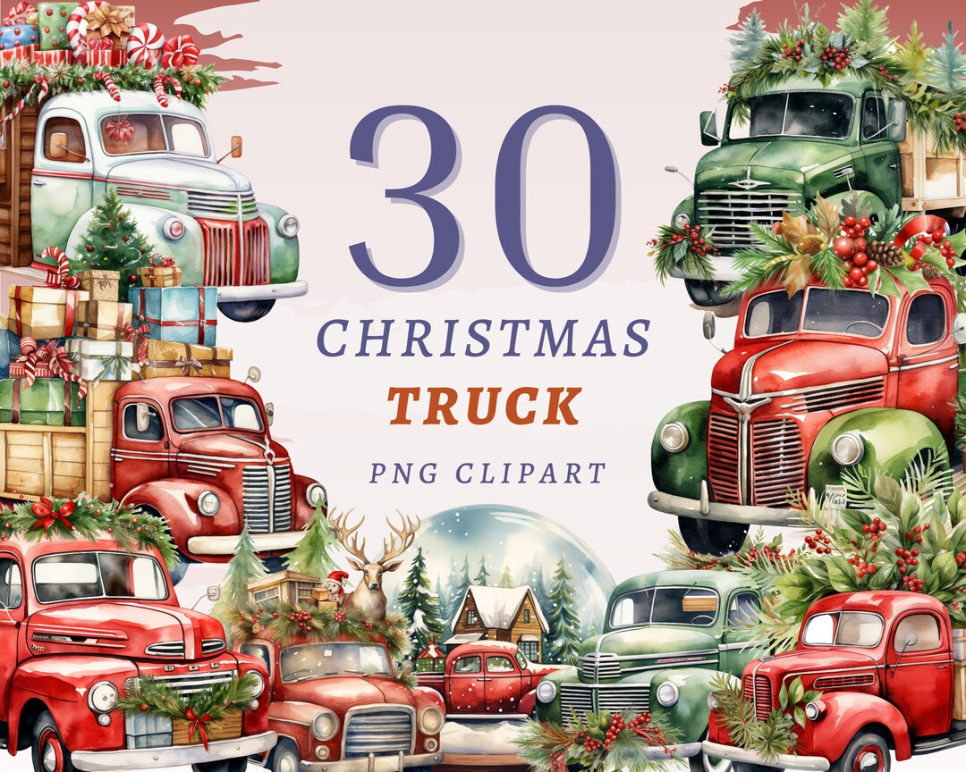 30 Christmas Truck Clipart, High Quality Transparent Pngs, Instant ...