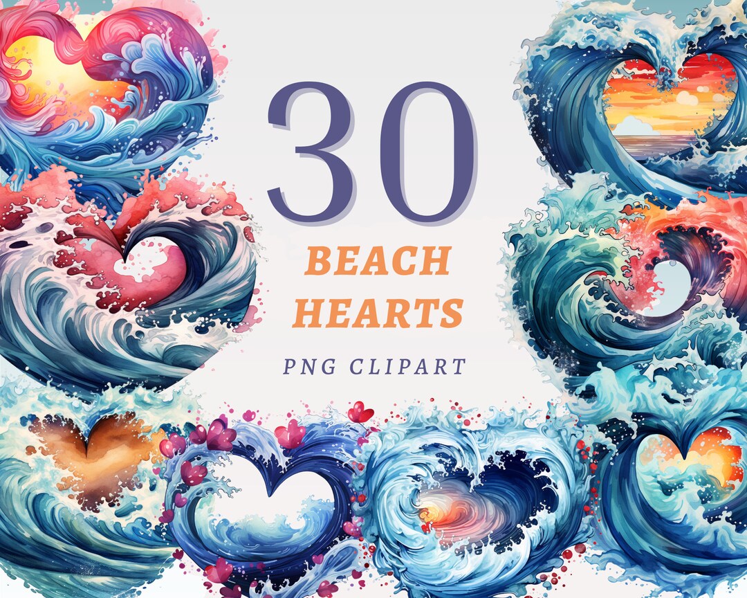 30 Beach Hearts Clipart, High Quality Transparent Pngs, Instant ...