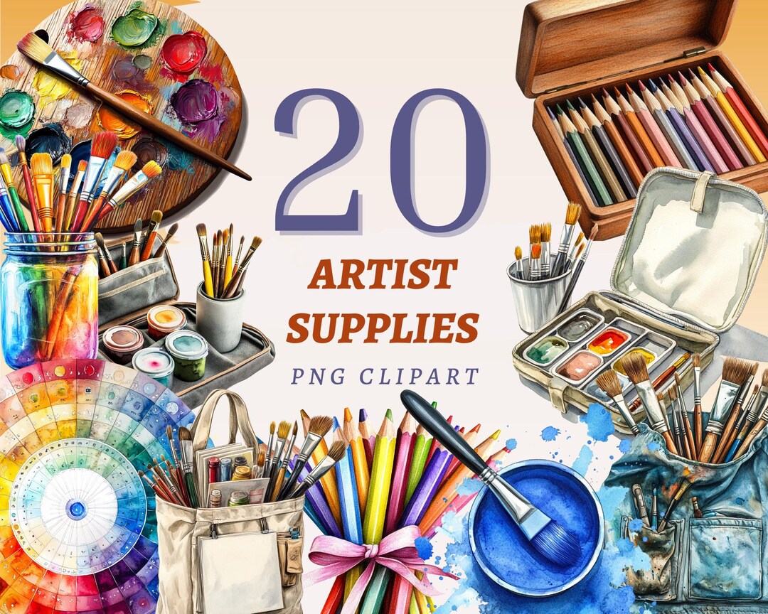 20 Artist Supplies Clipart PNG Art Supplies Images Creative Painter ...