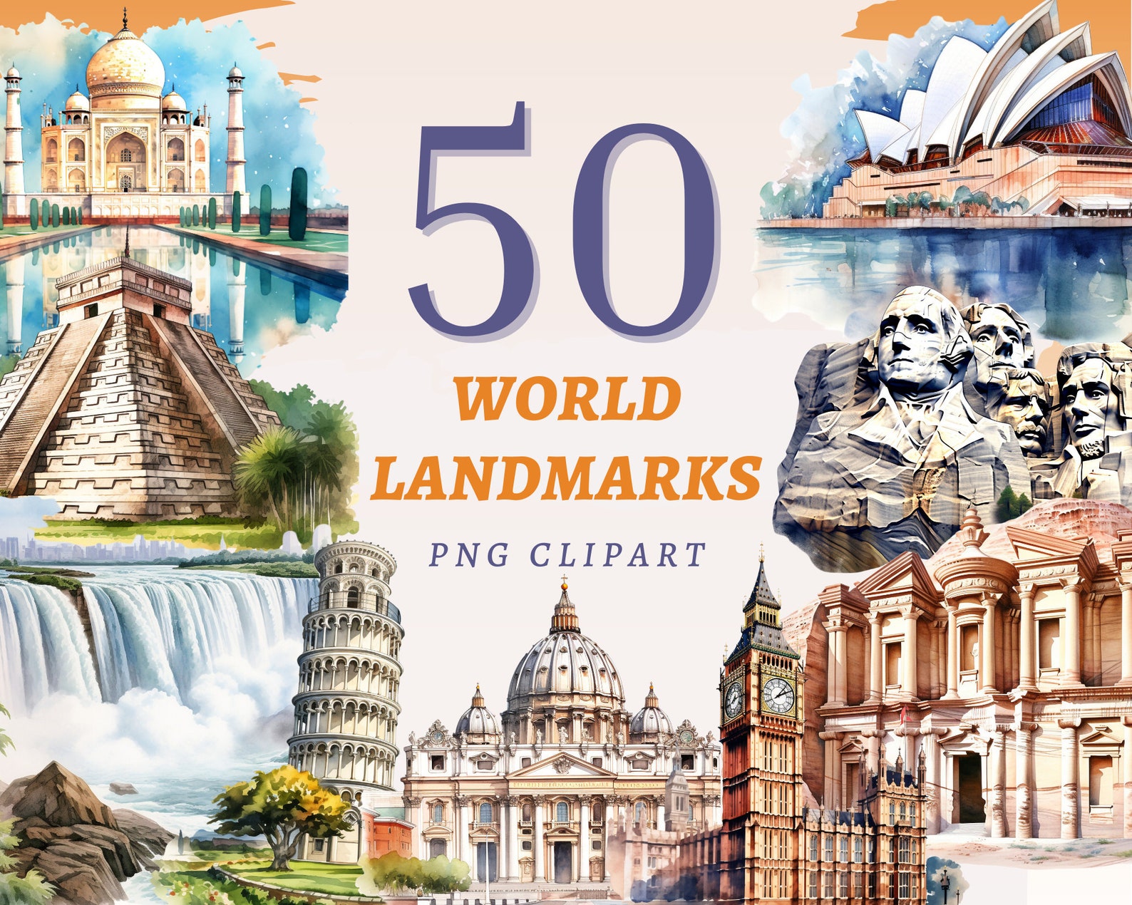 50 World Landmarks Clipart, High Quality Transparent Pngs, Instant ...