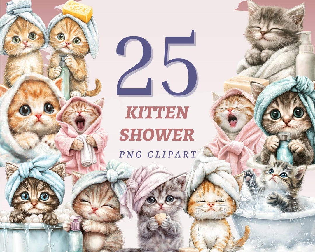 25 Kitten Shower Clipart, High Quality Transparent Pngs, Instant ...