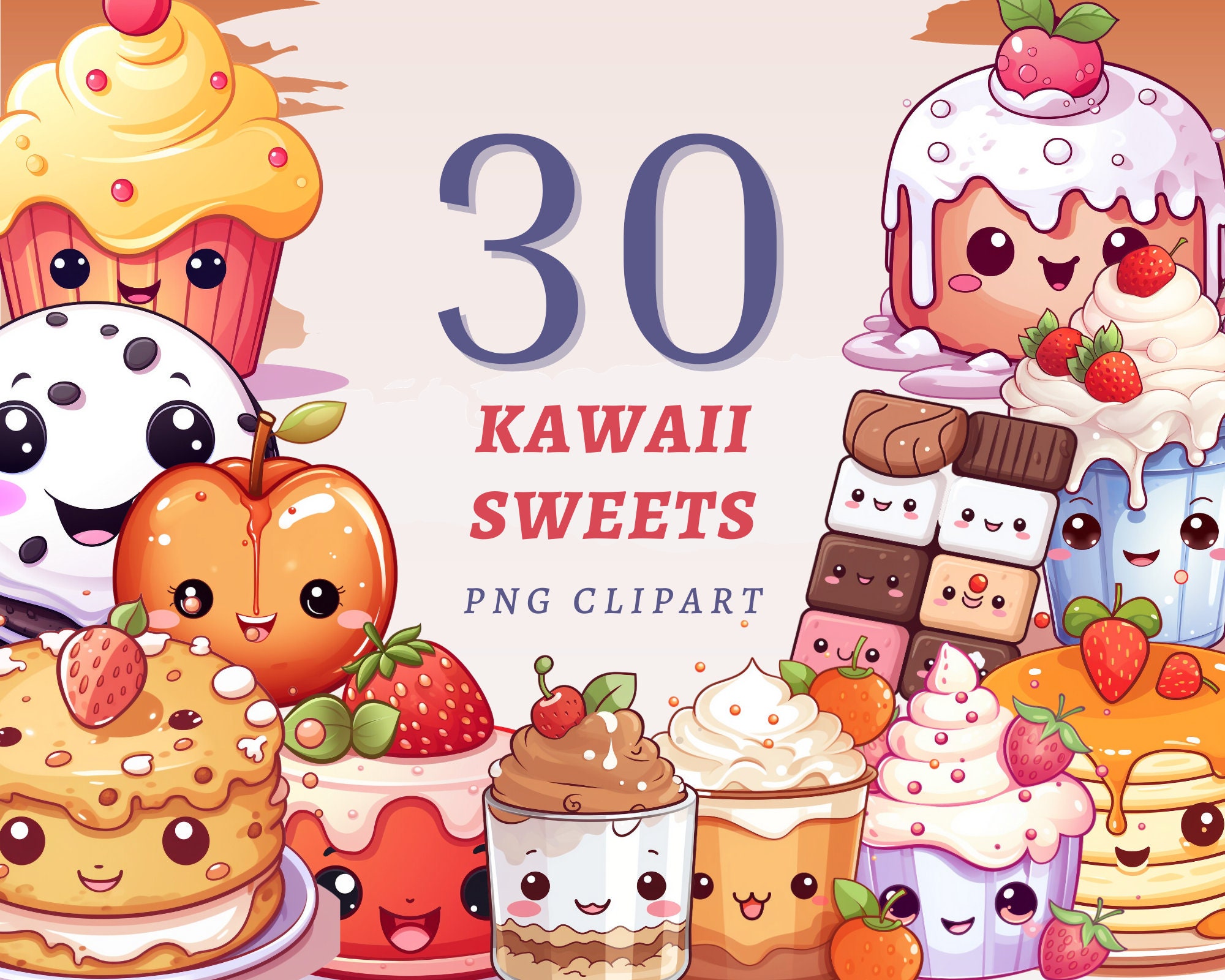 30 Kawaii Sweets Clipart High Quality Transparent Pngs - Etsy