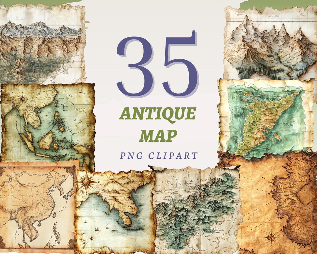 35 Antique Map Clipart, High Quality Transparent Pngs, Instant Download ...