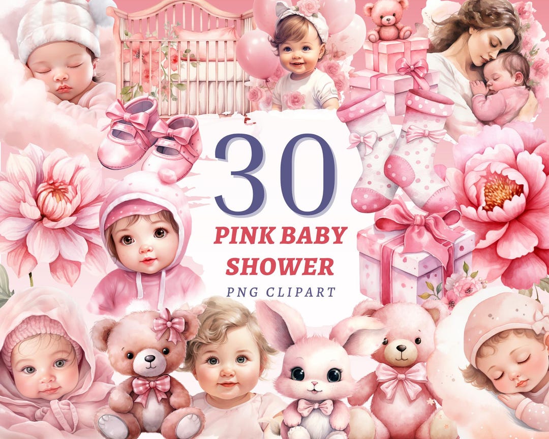 30 Pink Baby Shower Clipart, High Quality Transparent Pngs, Instant ...