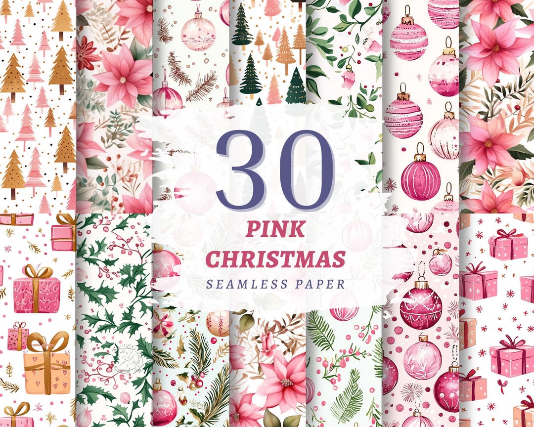 Pink Christmas Digital Paper, Gift Wrap Decoration, High Quality Jpgs ...