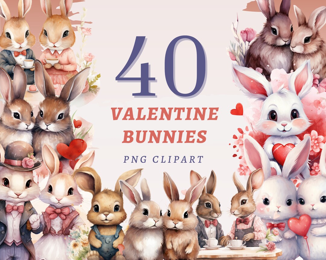 40 Valentine Bunnies Clipart, High Quality Transparent Pngs, Instant ...