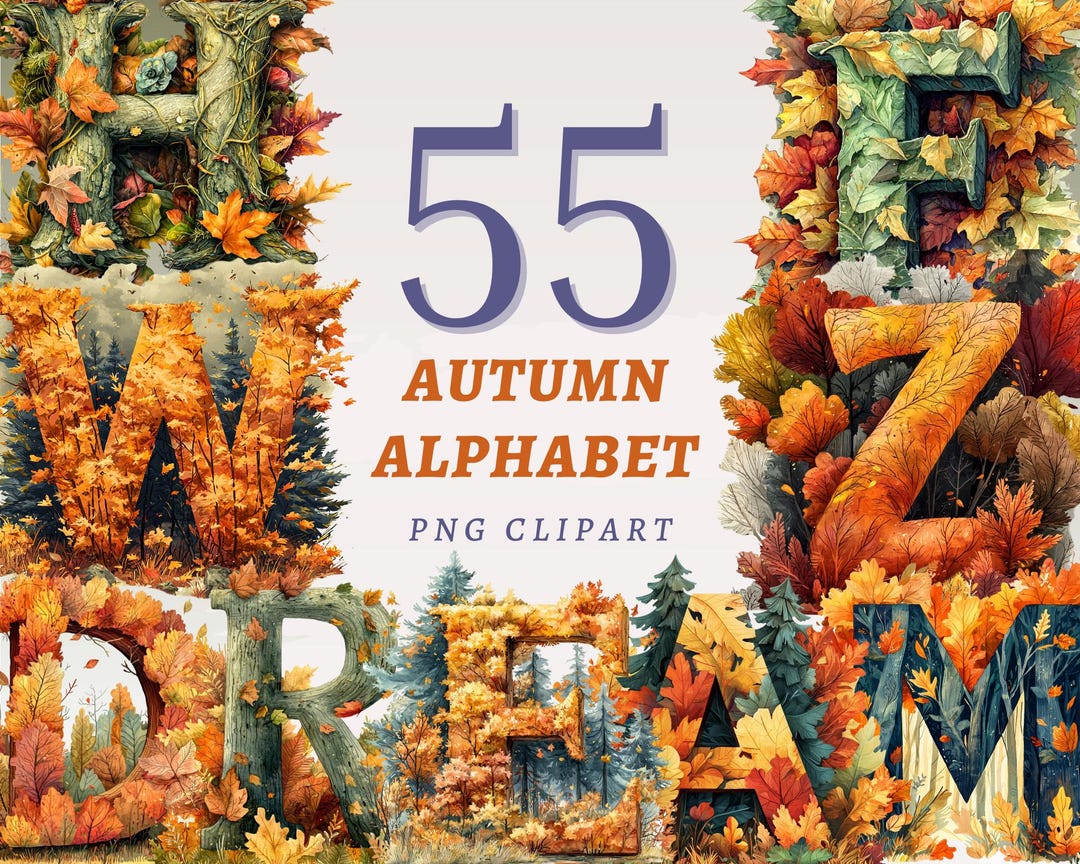 55 Autumn Alphabet Clipart, High Quality Transparent Pngs, Instant ...
