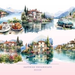 20 Watercolor Lake Como Clipart, High Quality Transparent Pngs, Instant ...