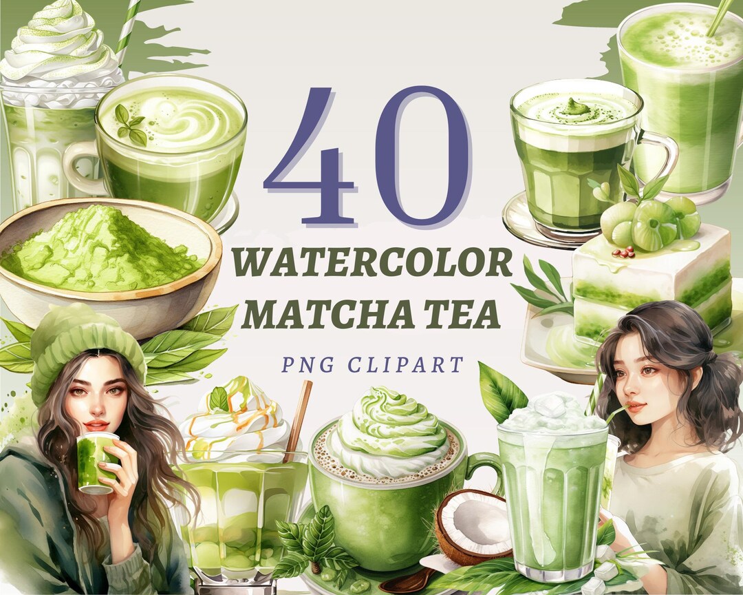 40 Watercolor Matcha Tea Clipart, High Quality Transparent Pngs ...