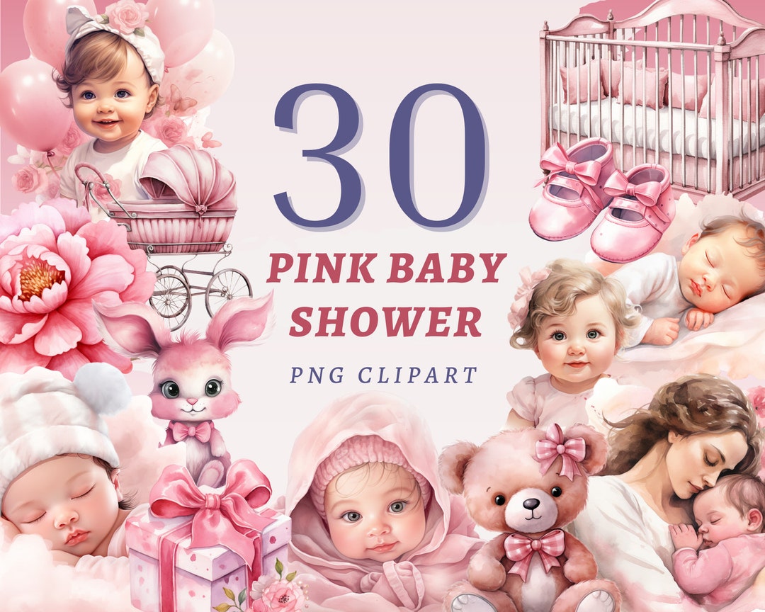 30 Pink Baby Shower Clipart, High Quality Transparent Pngs, Instant ...