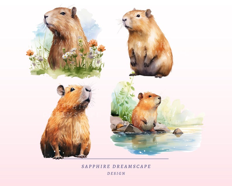 20 Watercolor Capybaras Clipart, High Quality Transparent Pngs, Instant ...