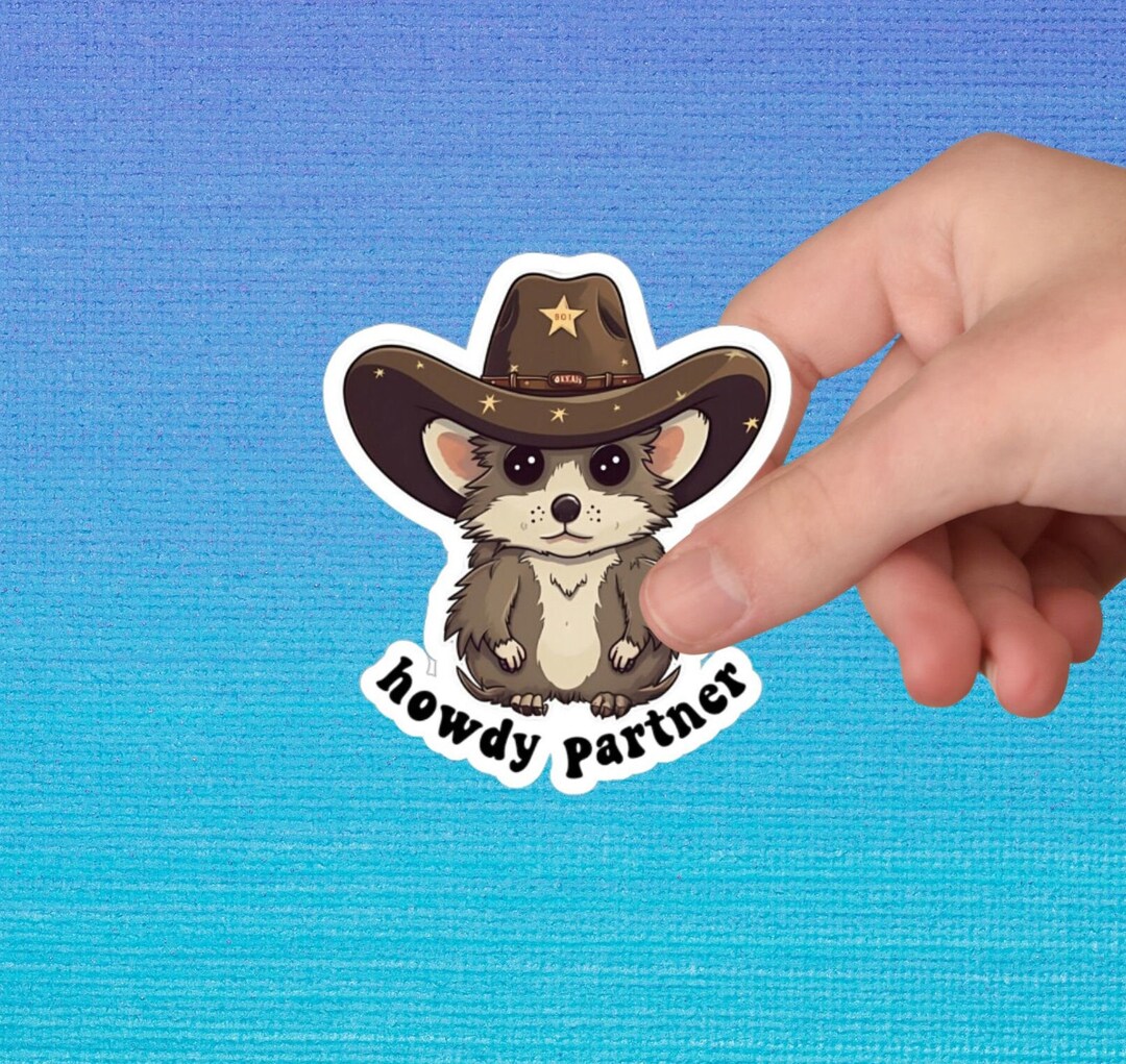 Cowboy Possum Sticker Howdy Partner Possum Sticker Opossum Sticker ...