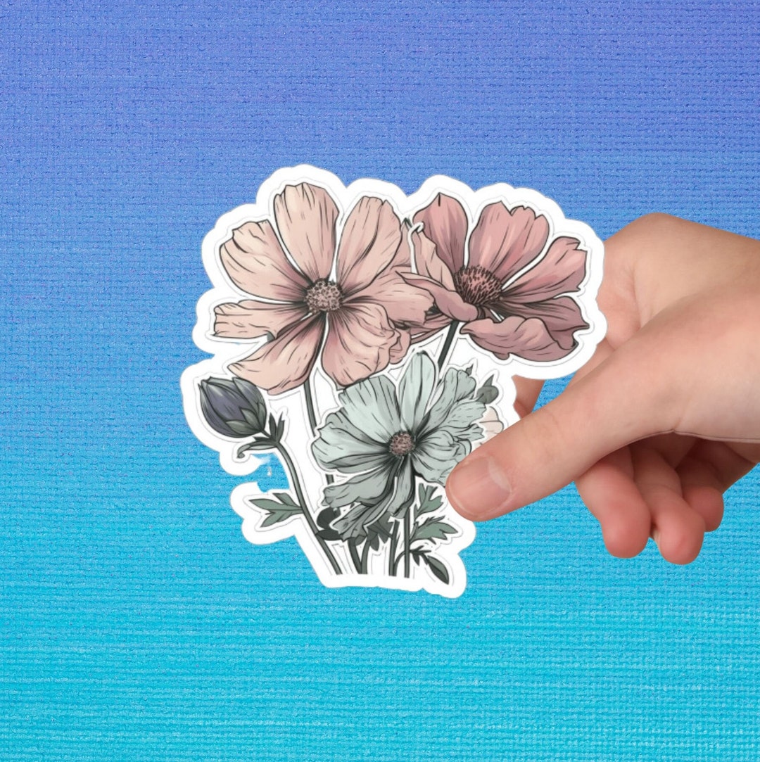 October Birth Flower Sticker, Watercolor Cosmos Birth Month Flower ...