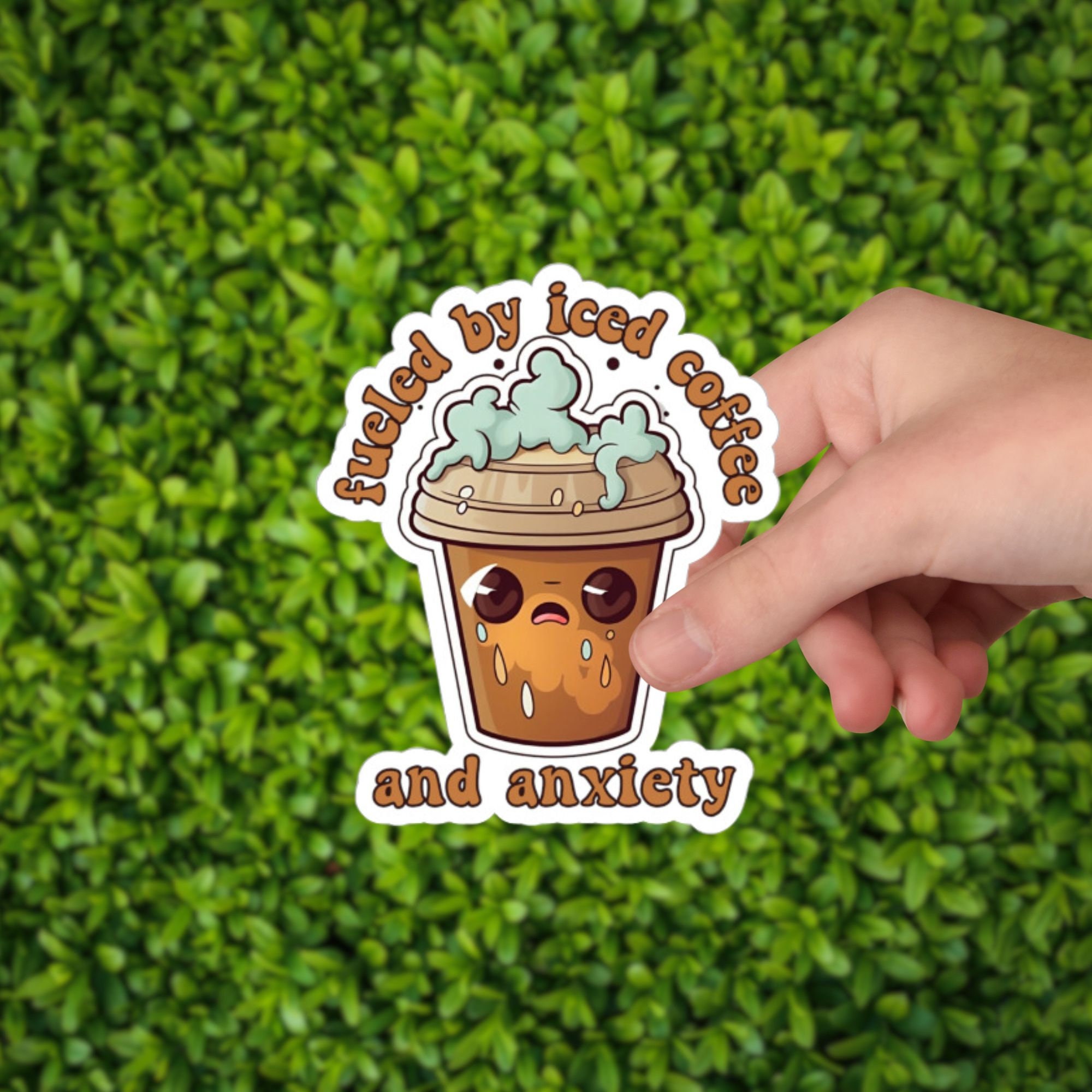 Trauma Sticker Social Anxiety Sticker Fueled by Iced Coffee and Anxiety ...