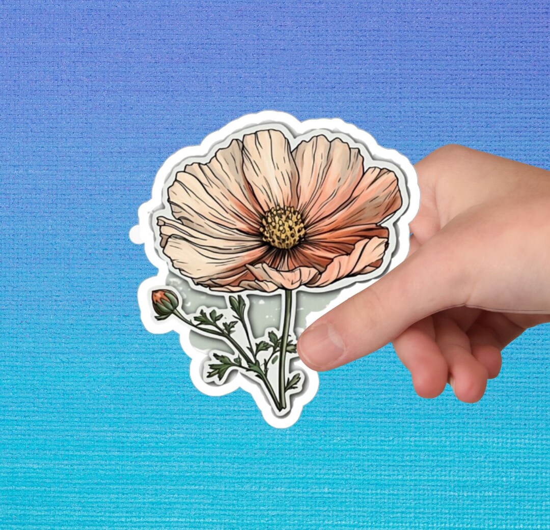 October Birth Flower Sticker, Watercolor Cosmos Birth Month Flower ...