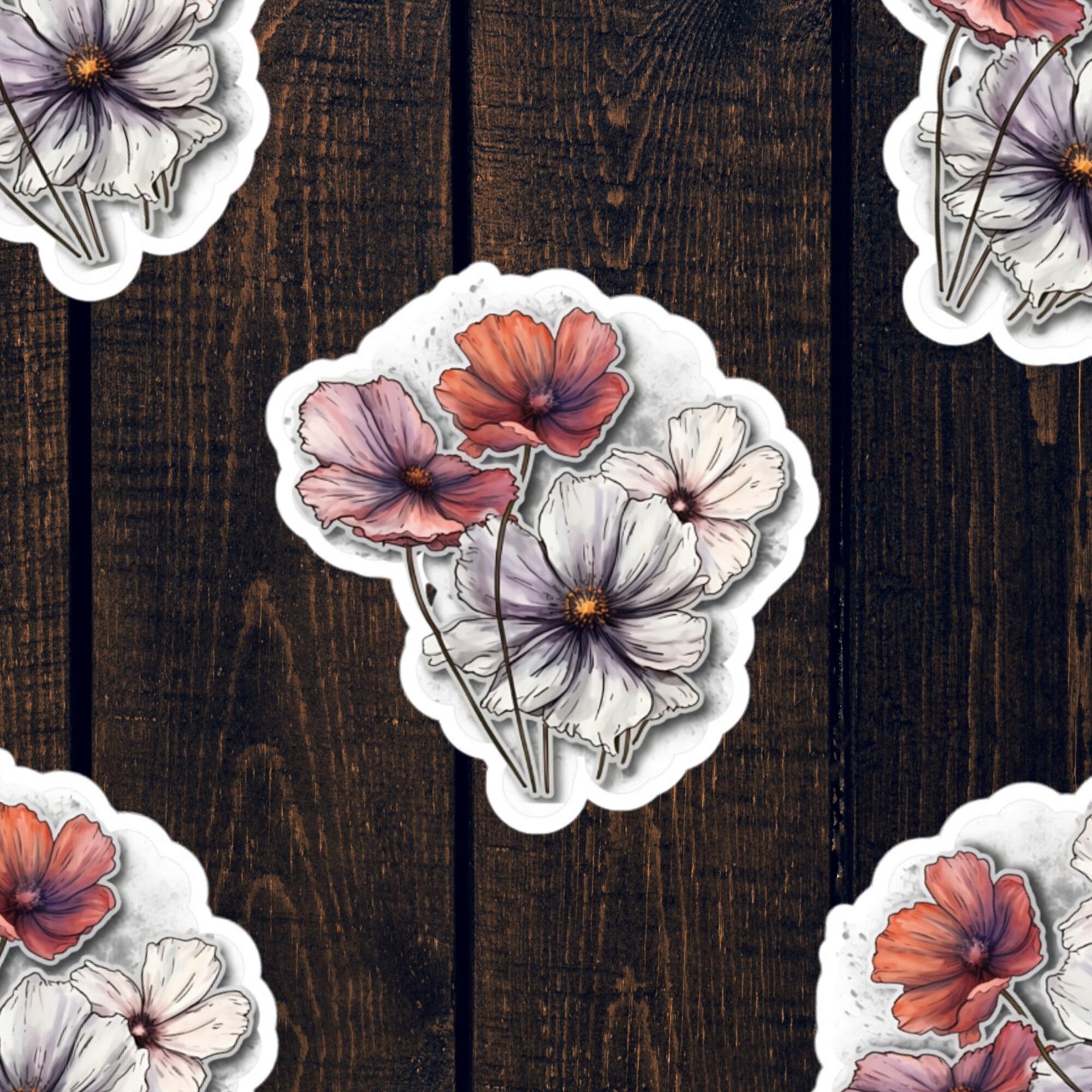 October Birth Flower Sticker, Watercolor Cosmos Birth Month Flower ...