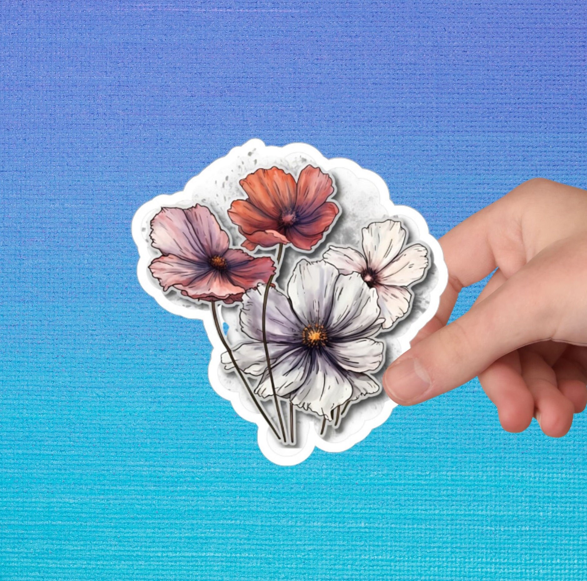 October Birth Flower Sticker, Watercolor Cosmos Birth Month Flower ...