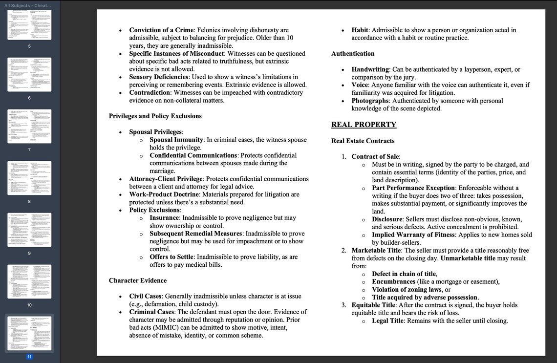 2024- 2025 Bar Exam Cheat Sheet Bundle - All Subjects - Etsy