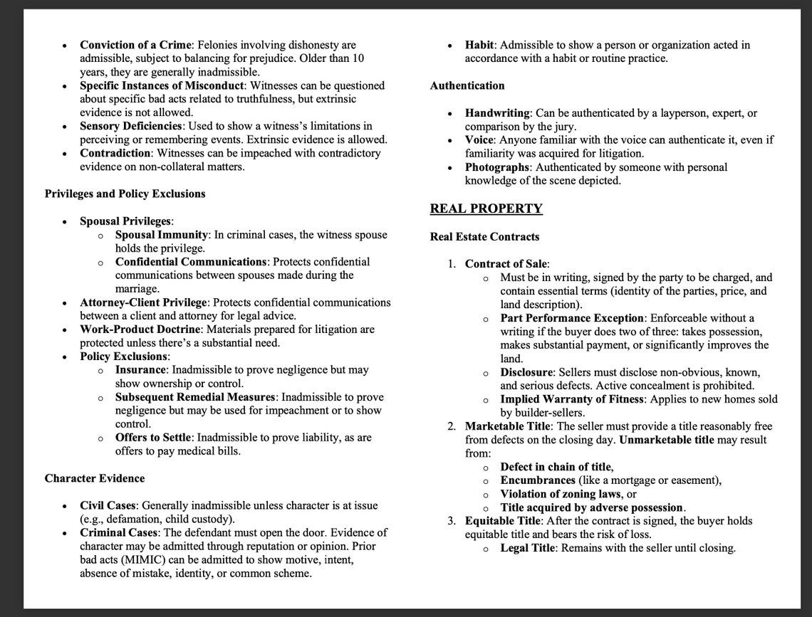 2024- 2025 Bar Exam Cheat Sheet Bundle - All Subjects - Etsy