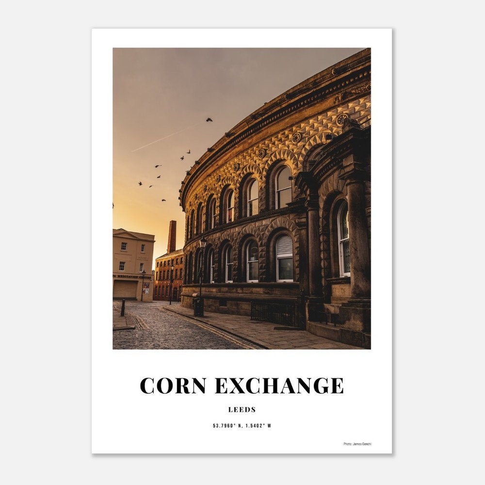 Leeds Corn Exchange Travel Poster | Leeds, West Yorkshire Print | Call ...