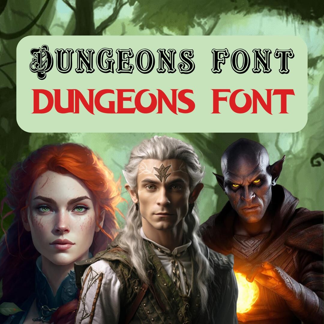 Dungeons and Dragons CUSTOM Font, Fantasy Downloadable Font, Dungeons ...