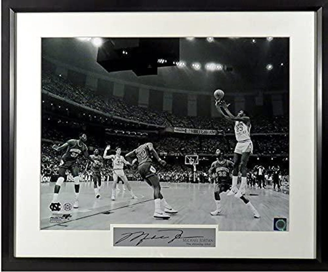 Michael Jordan “UNC Winning Shot” Framed Photograph Engraved Series - Etsy