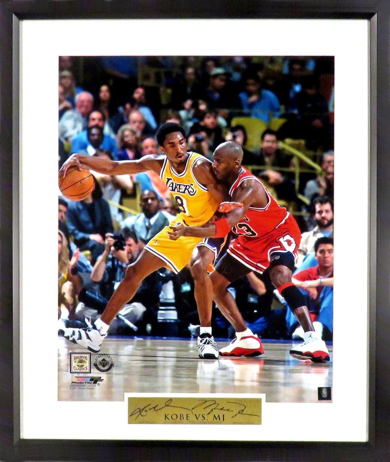 Kobe Bryant & Michael Jordan “kobe Vs. MJ” Framed Photograph (engraved ...