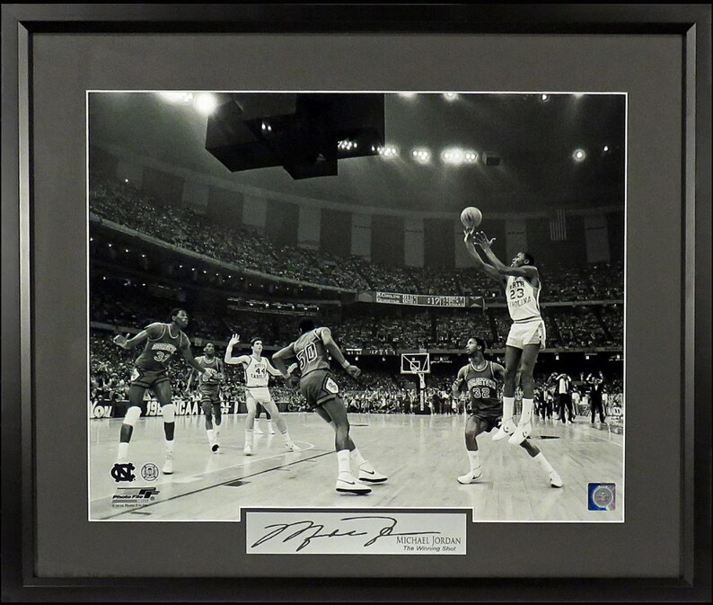 Michael Jordan “UNC Winning Shot” Framed Photograph Engraved Series - Etsy