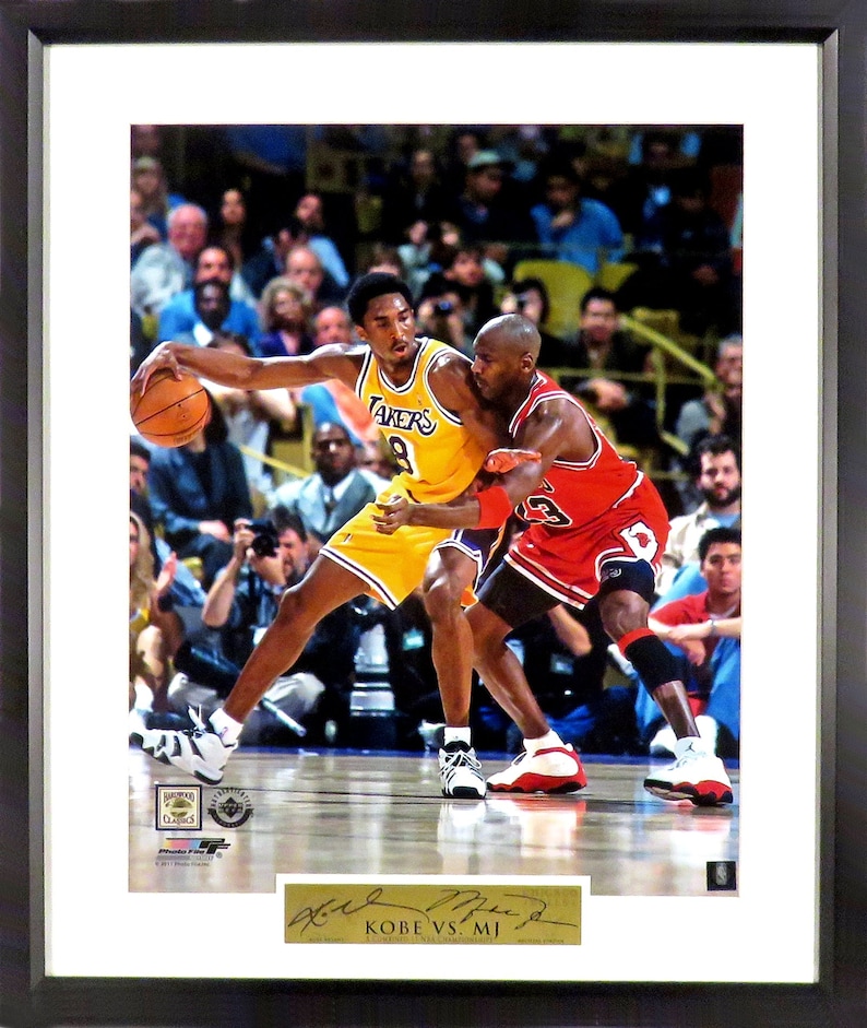 Kobe Bryant & Michael Jordan “kobe Vs. MJ” Framed Photograph (engraved ...