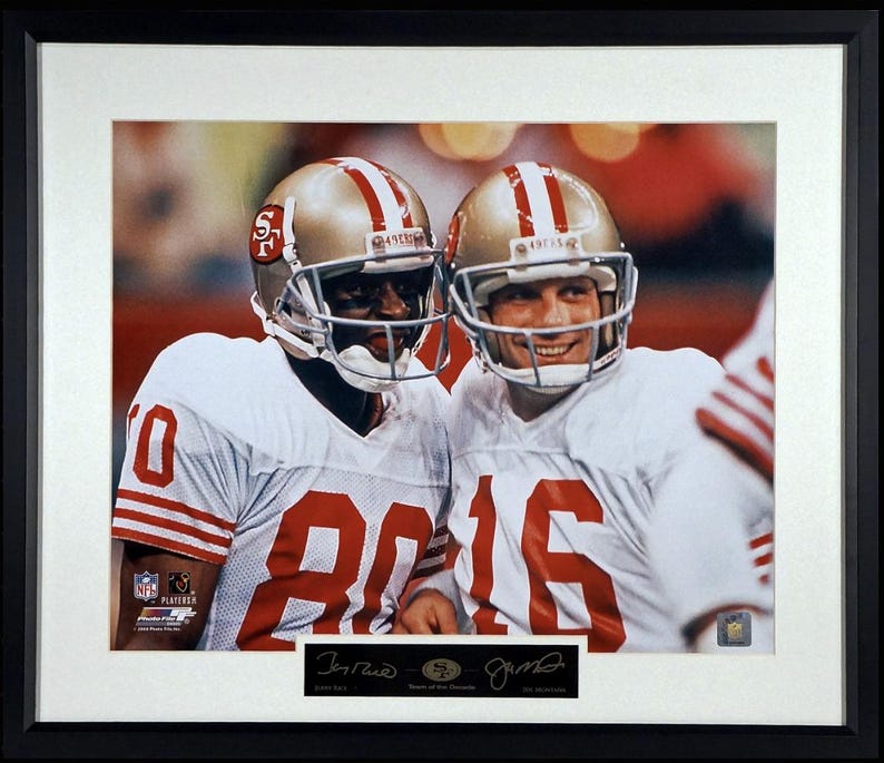 Joe Montana and Jerry Rice "jerry & Joe" Framed Photograph Engraved ...