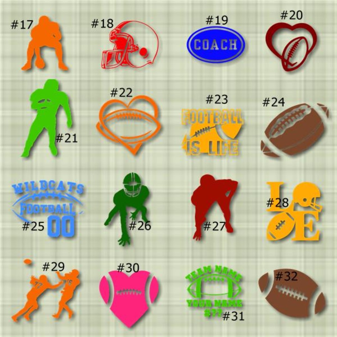 Football 17-32 Sports Vinyl Decals Custom Name Personalized Initials ...