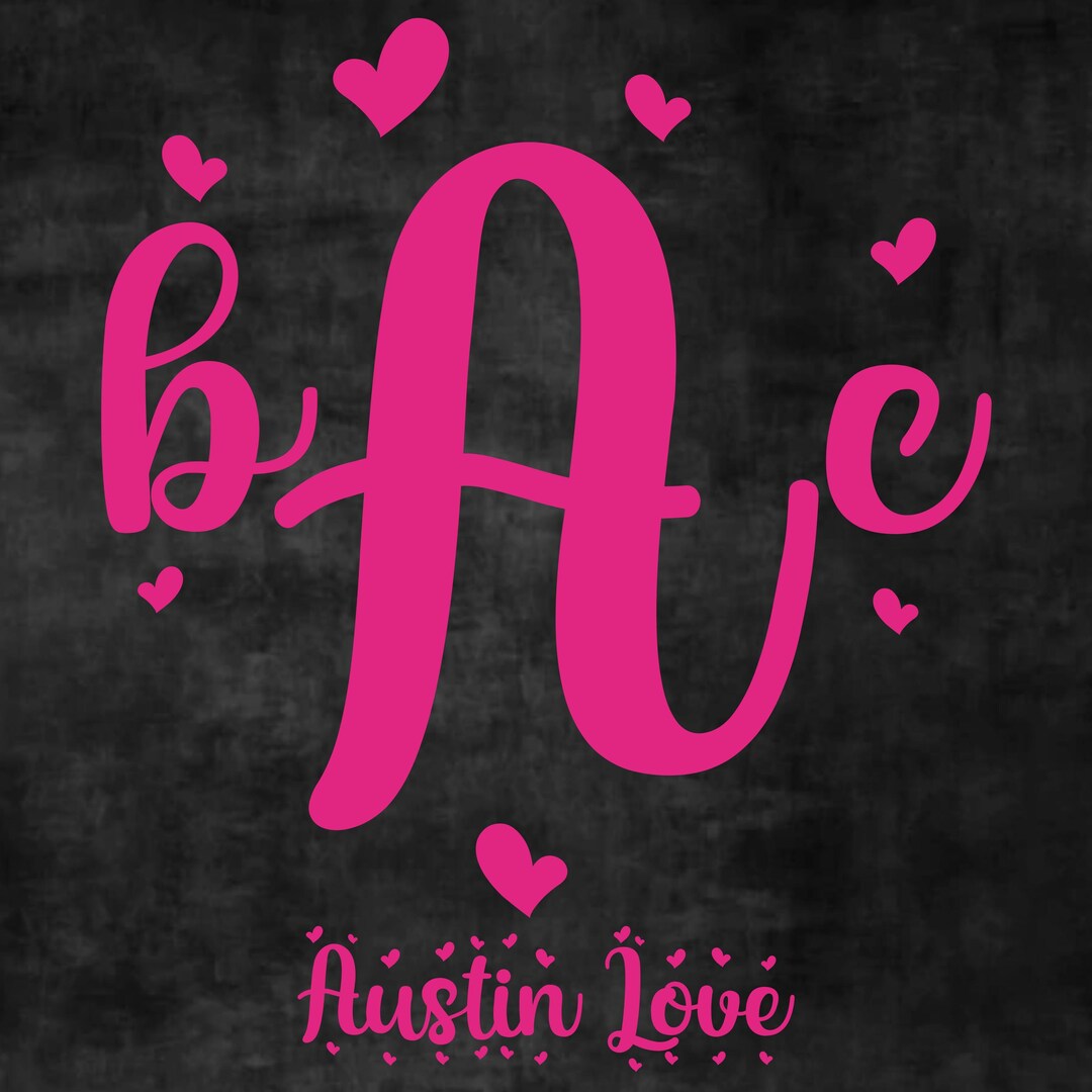 Austin Love Monogram Vinyl Decals Custom Name Personalized Initials ...