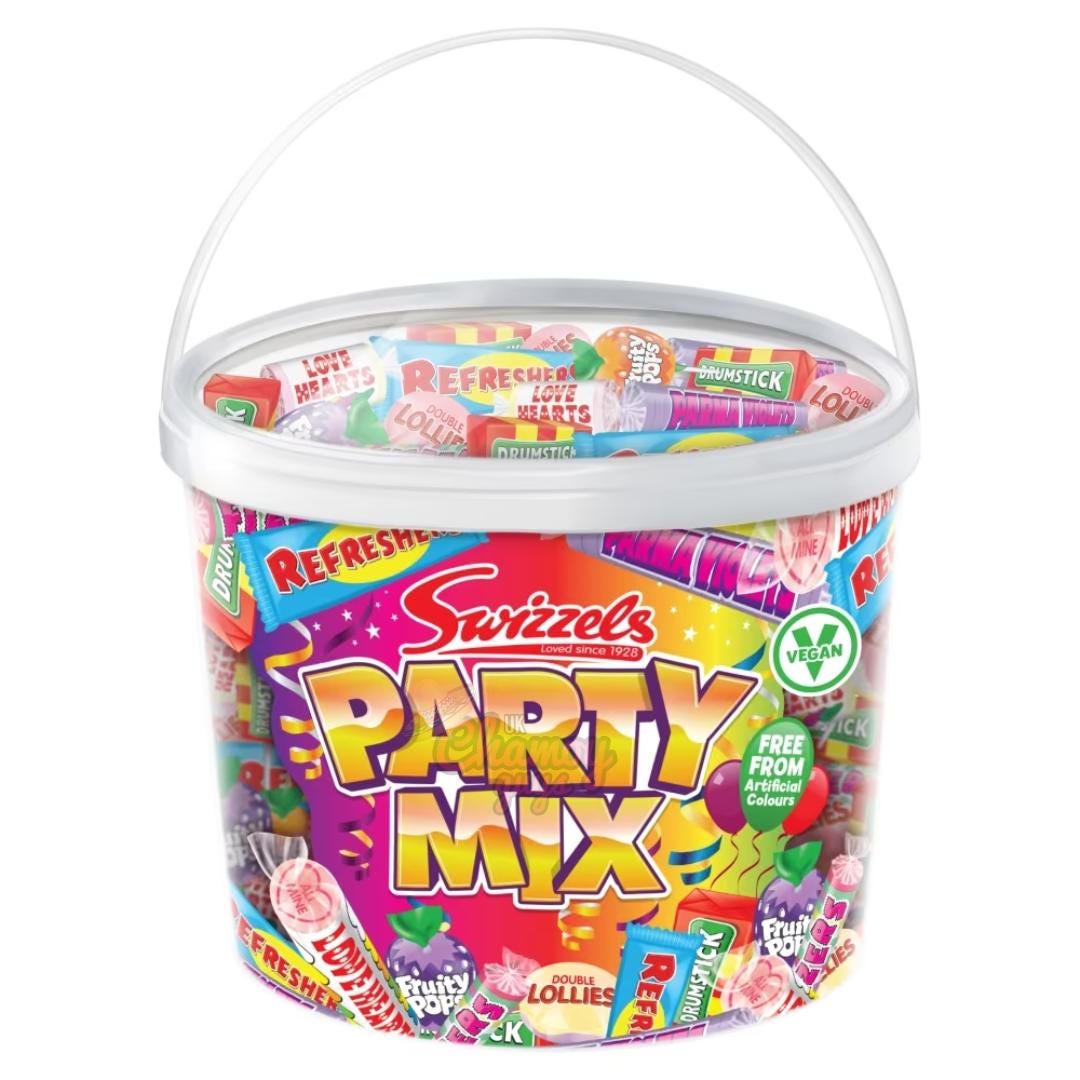 Swizzels Party Mix Sweet Tub 785g - Etsy UK