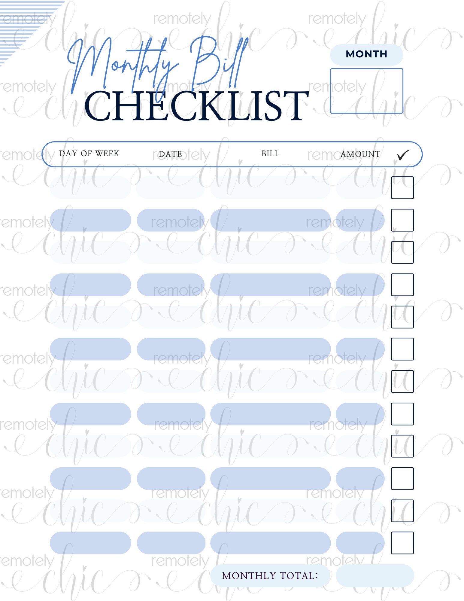 Printable Monthly Bill Checklist!- Multiple Colors to Choose From - Etsy