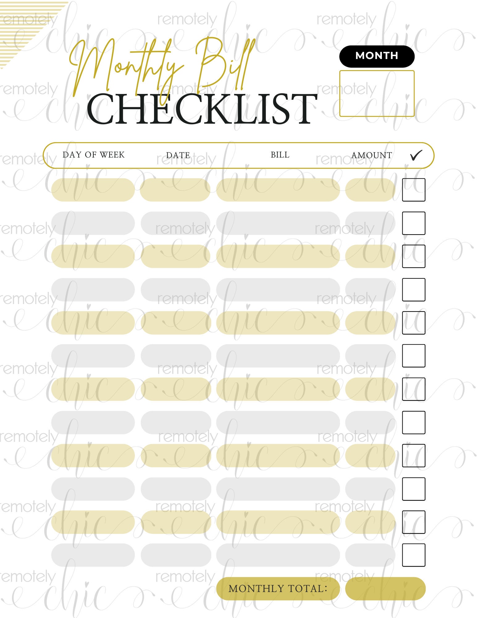 Printable Monthly Bill Checklist!- Multiple Colors to Choose From - Etsy