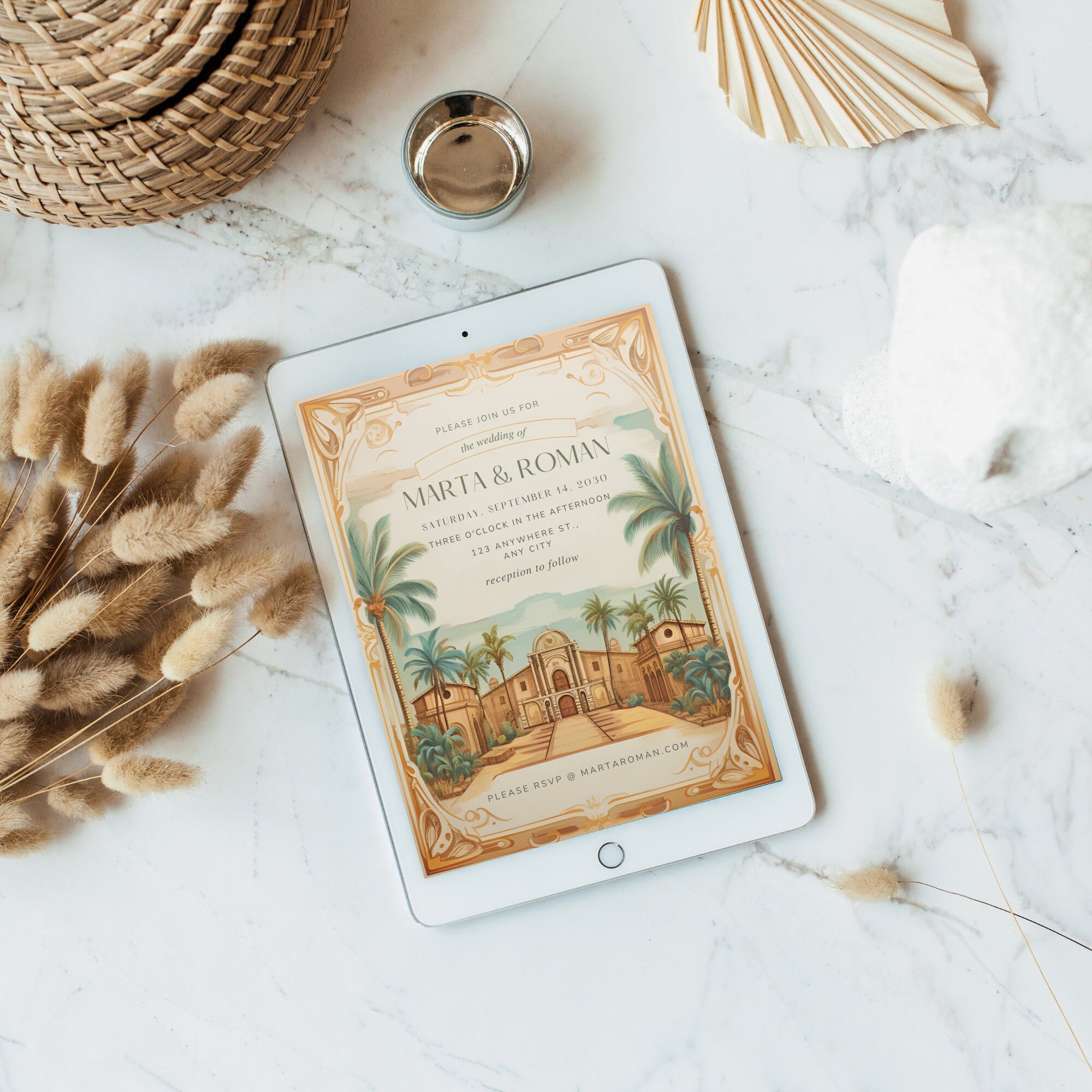 Captivating Colonial Style Spanish Wedding Invitation & Save the Date ...