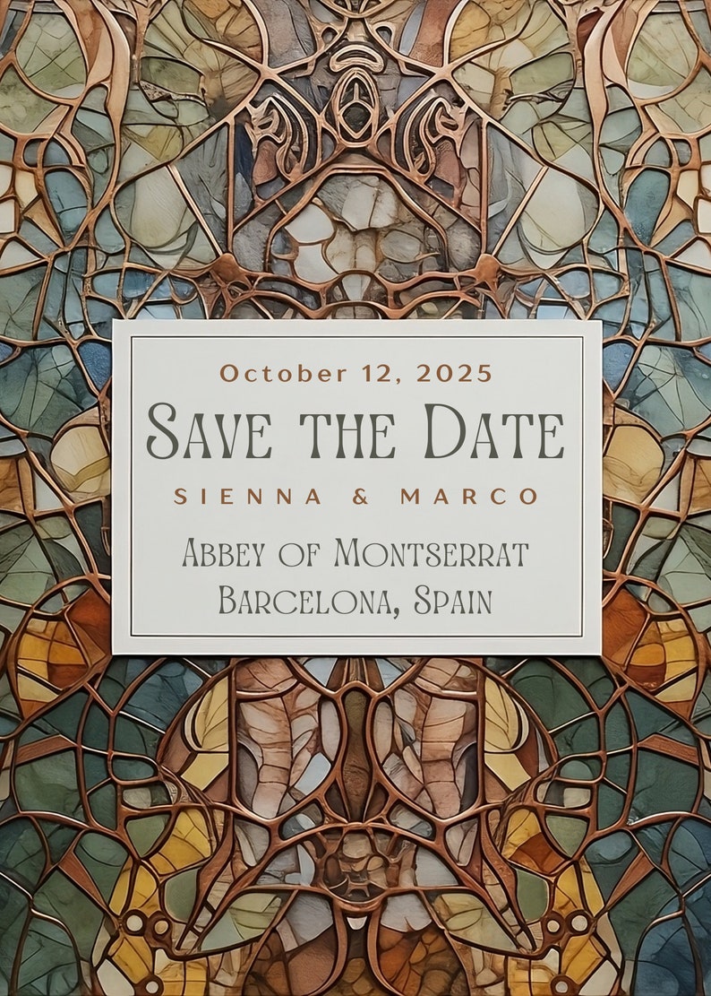 Spanish Wedding Invitation, Barcelona Wedding Save the Date Template ...