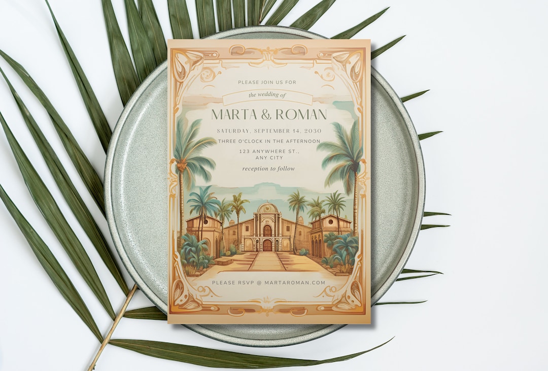 Captivating Colonial Style Spanish Wedding Invitation & Save the Date ...