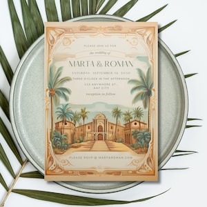 Captivating Colonial Style Spanish Wedding Invitation & Save the Date ...