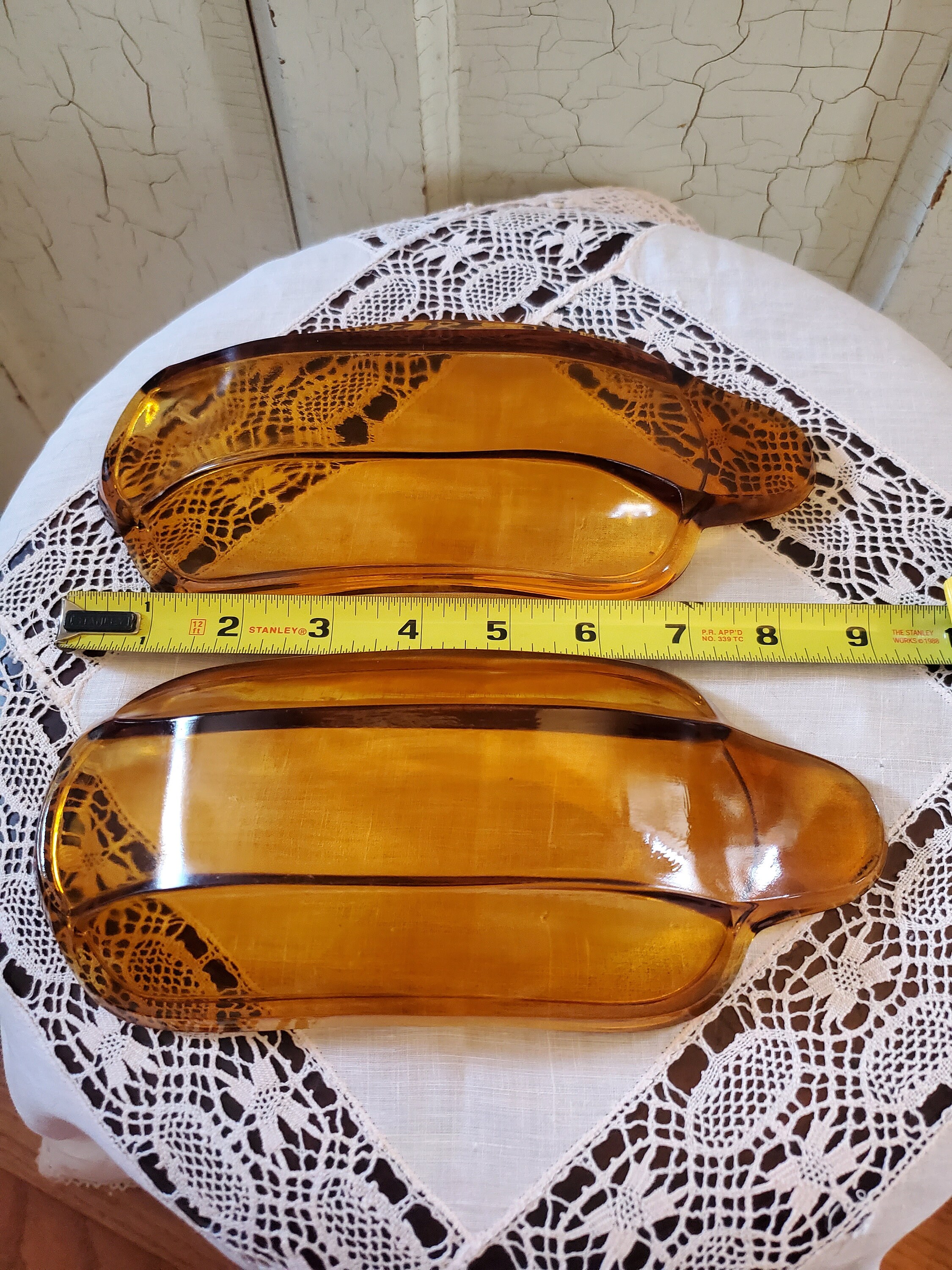 Pair of Amber Glass Banana Boats for Banana Splits so Retro - Etsy