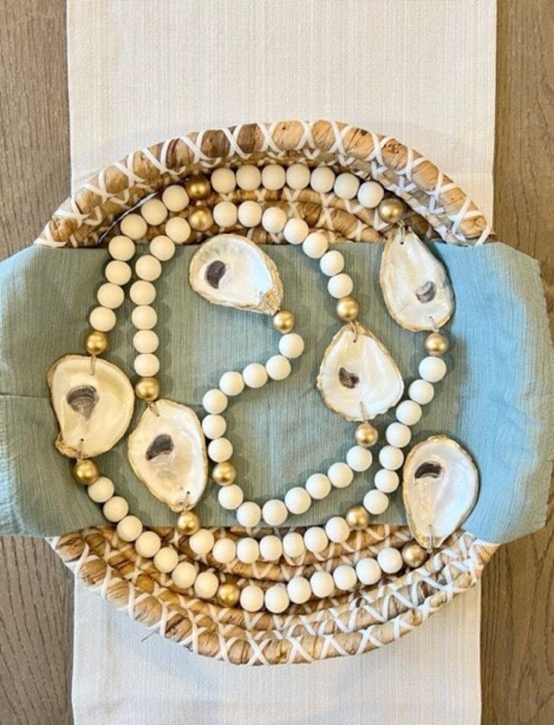 Oyster Shell Garland, Coastal Christmas Garland, Coastal Table Garland ...
