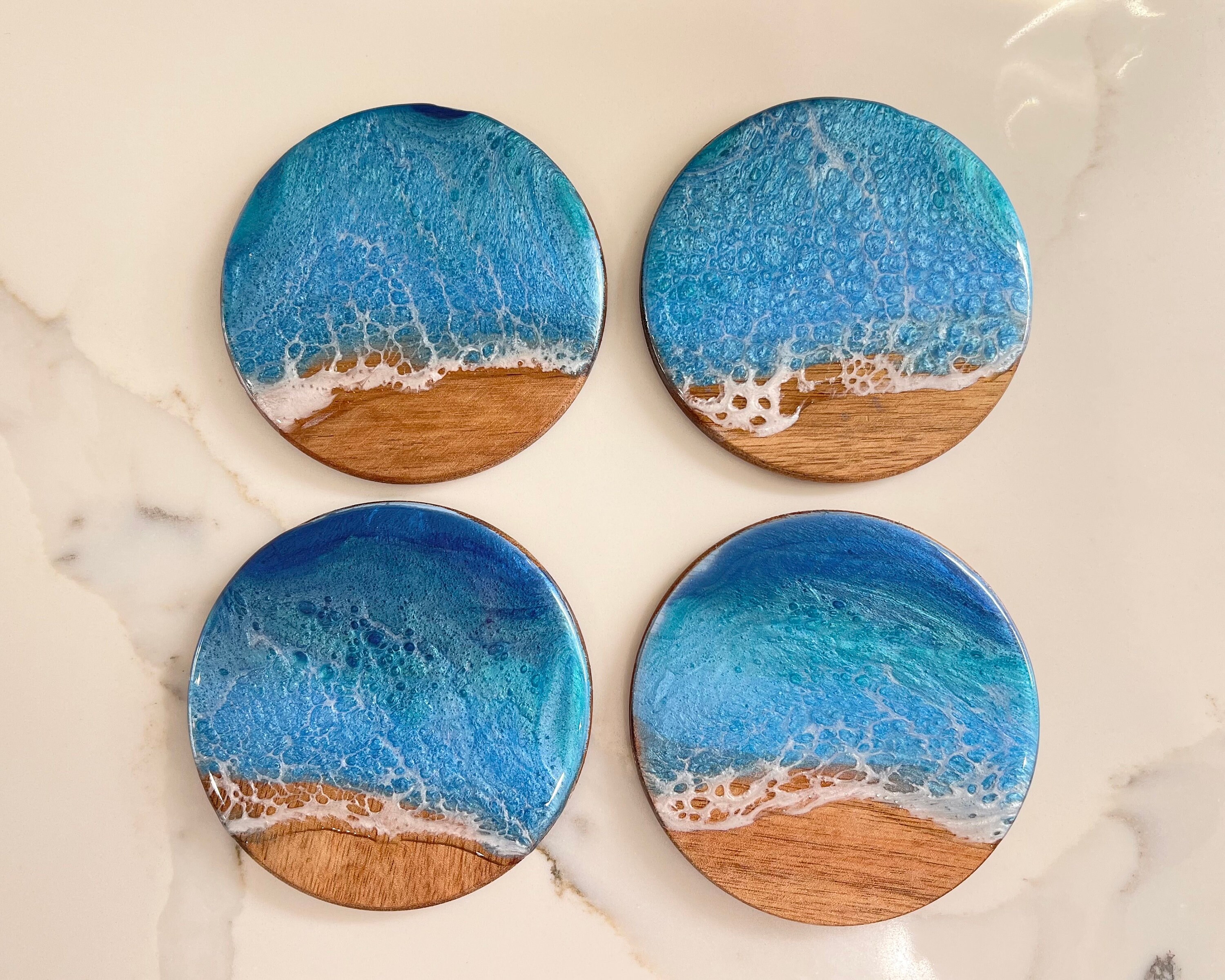 Ocean Resin Coasters - Etsy